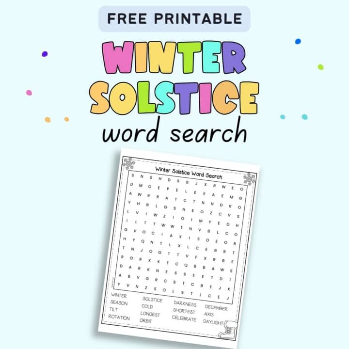 Free Printable Winter Solstice Word Search - The Artisan Life