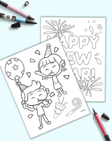 Free Printable Happy New Year Coloring Pages - The Artisan Life