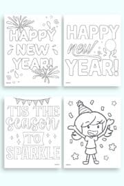 Free Printable Happy New Year Coloring Pages - The Artisan Life