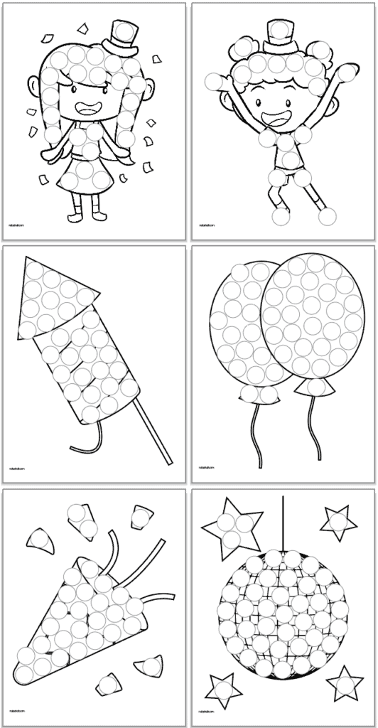 Free Printable New Year's Dot Marker Coloring Pages - The Artisan Life