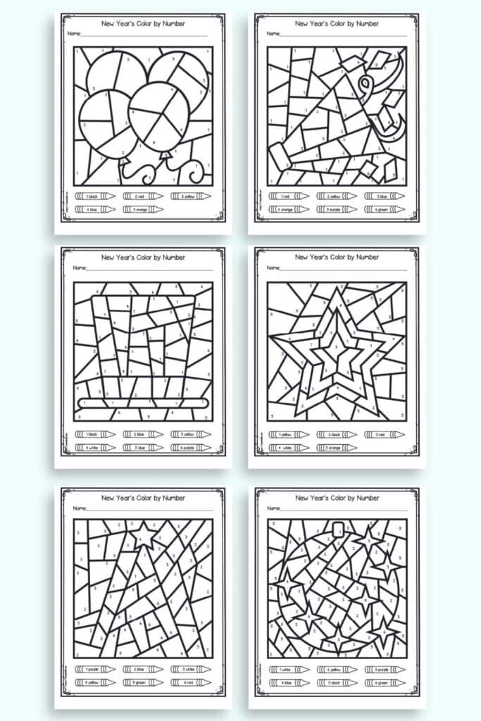 Free Printable New Year's Eve Color by Number Pages - The Artisan Life