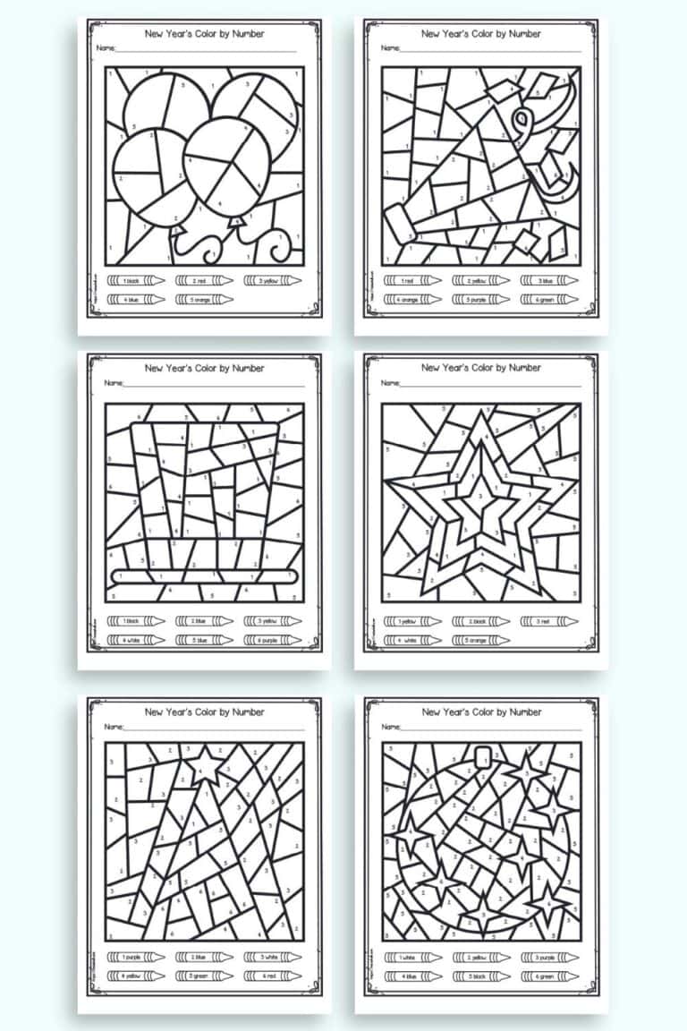 Free Printable New Year's Eve Color by Number Pages - The Artisan Life