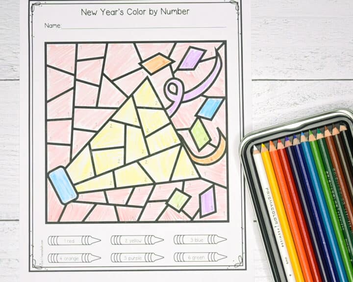 Free Printable New Year's Eve Color by Number Pages - The Artisan Life