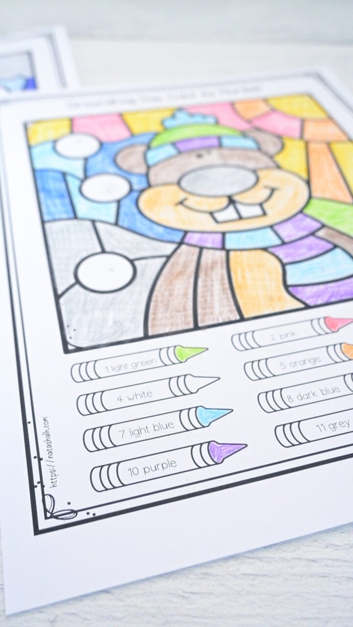 Free Printable Groundhog's Day Color by Number - The Artisan Life