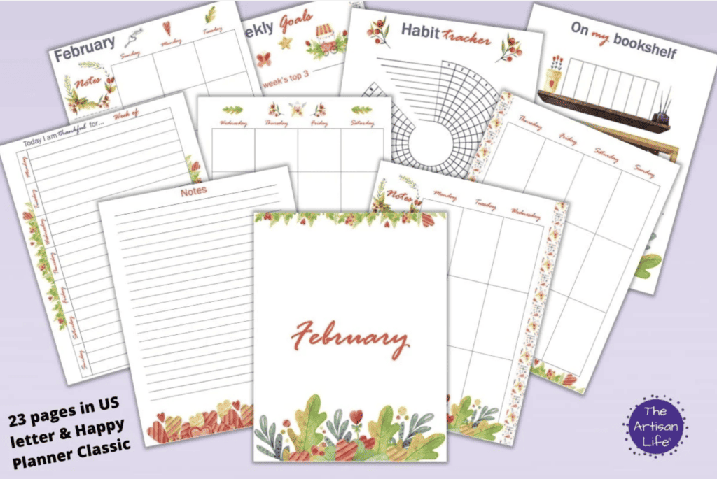 February Planner Printables - US Letter & Happy Planner Classic - The ...
