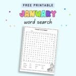 January Word Search Free Printable - The Artisan Life