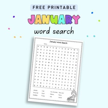 January Word Search Free Printable - The Artisan Life