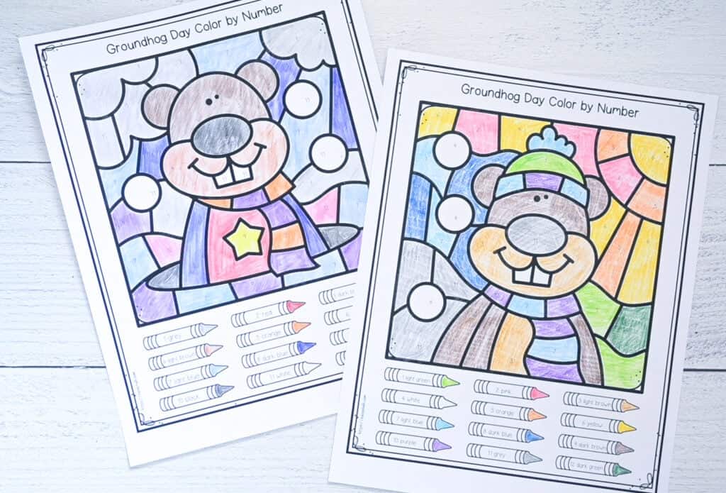 Free Printable Groundhog's Day Color by Number - The Artisan Life