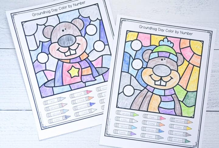 Free Printable Groundhog's Day Color by Number - The Artisan Life