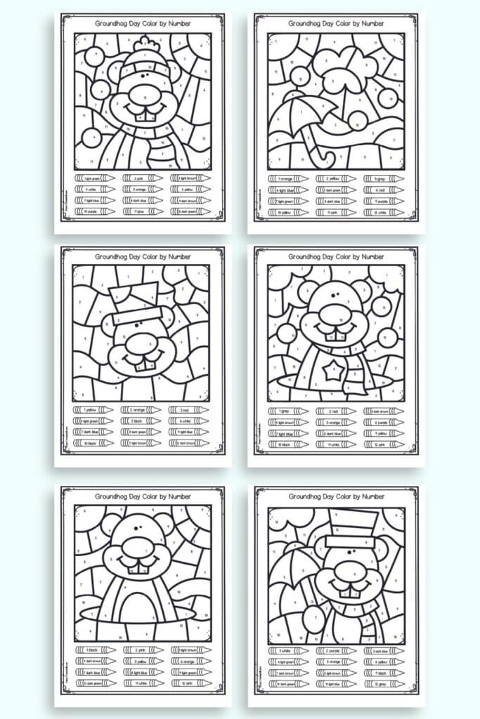 Free Printable Groundhog's Day Color by Number - The Artisan Life