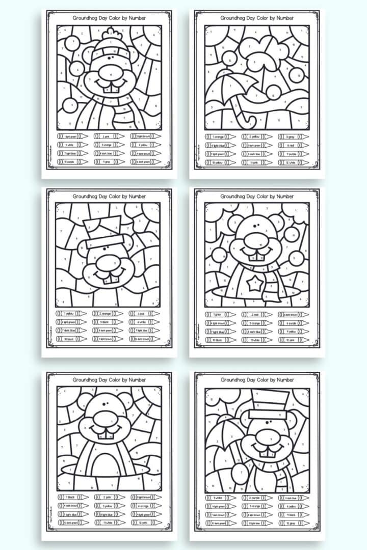 Free Printable Groundhog's Day Color by Number - The Artisan Life