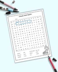 January Word Search Free Printable - The Artisan Life