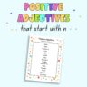 Positive Words that Start with N (+ free printable poster!) - The ...