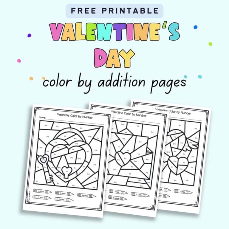 Free Printable Valentine's Day Addition Color by Number - The Artisan Life