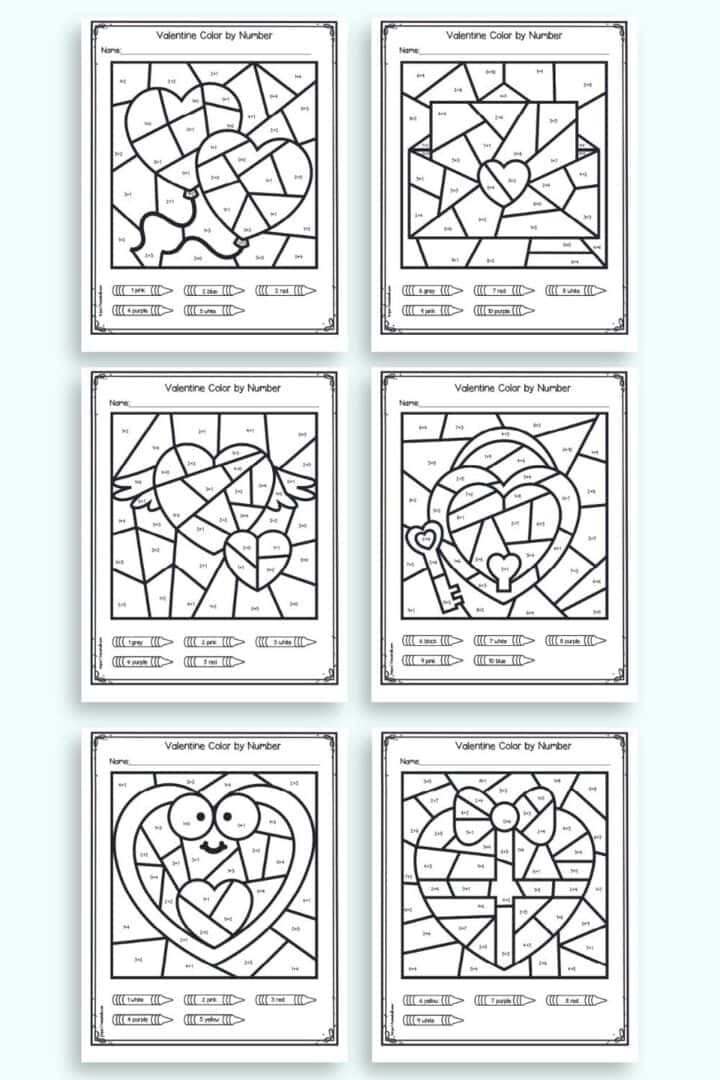 Free Printable Valentine's Day Addition Color by Number - The Artisan Life