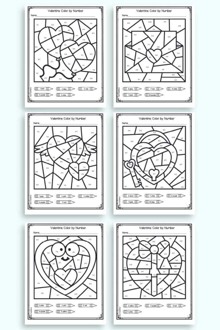 Free Printable Valentine's Day Addition Color by Number - The Artisan Life
