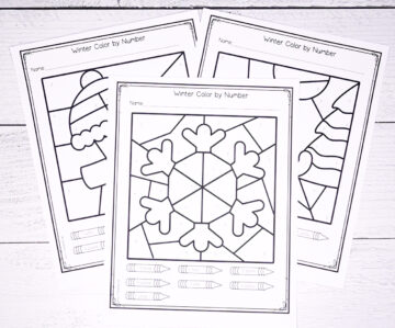 Color by Number Winter Worksheets - The Artisan Life