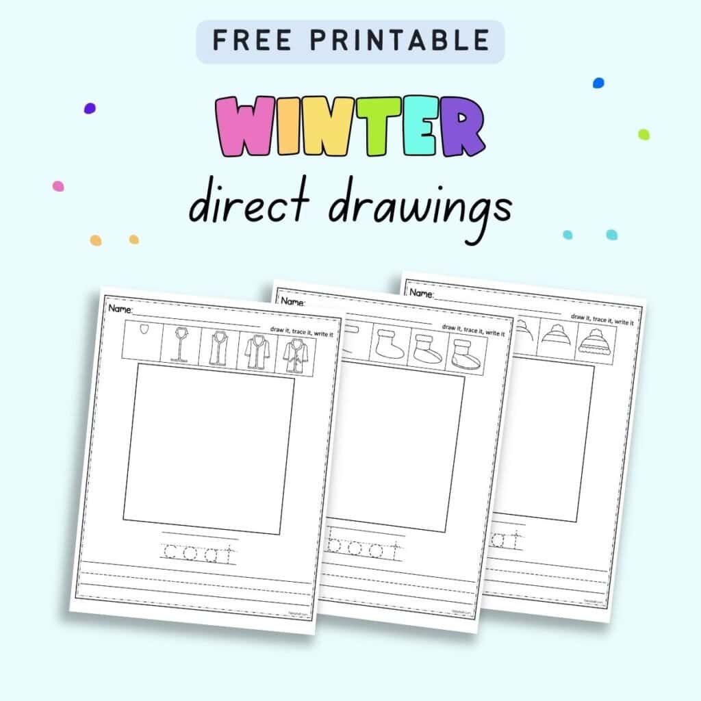 Free Printable Winter Directed Drawing for Kids - The Artisan Life
