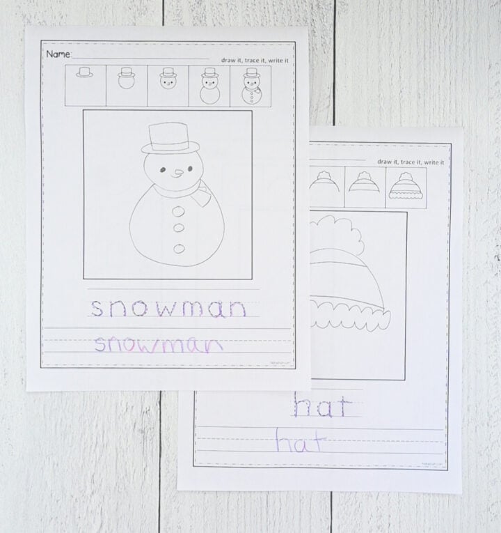 Free Printable Winter Directed Drawing for Kids - The Artisan Life
