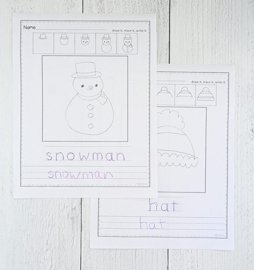 Free Printable Winter Directed Drawing for Kids - The Artisan Life