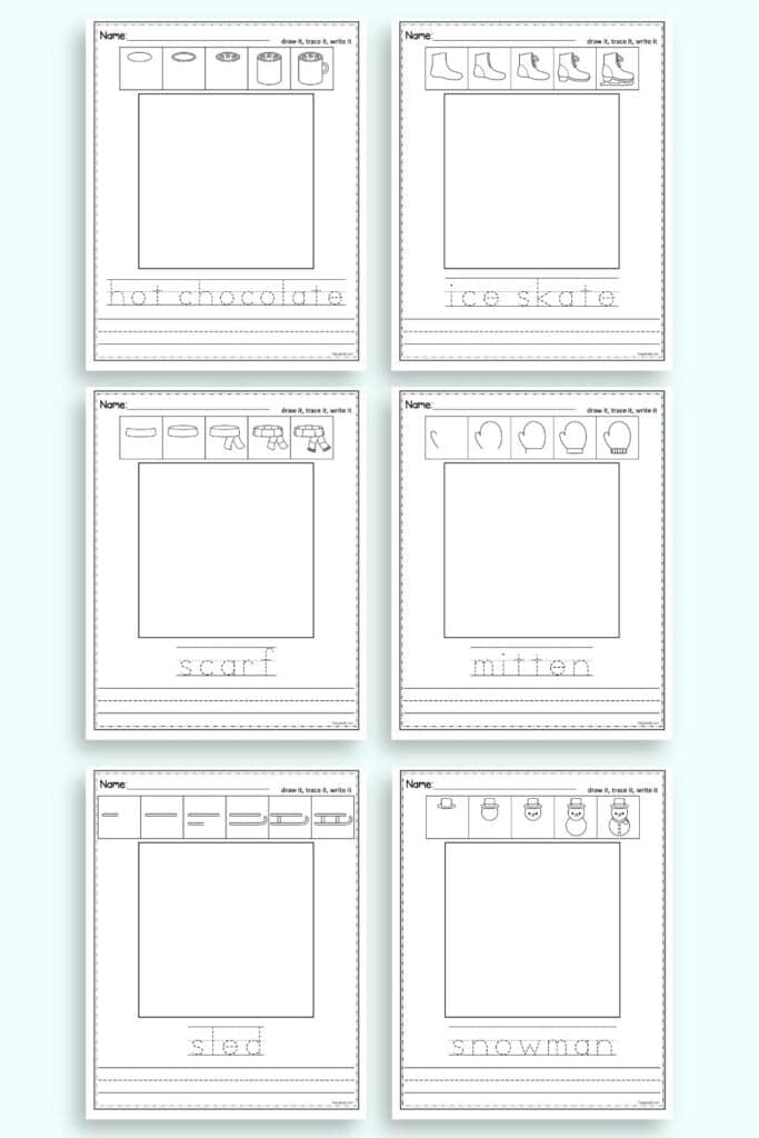 Free Printable Winter Directed Drawing for Kids - The Artisan Life