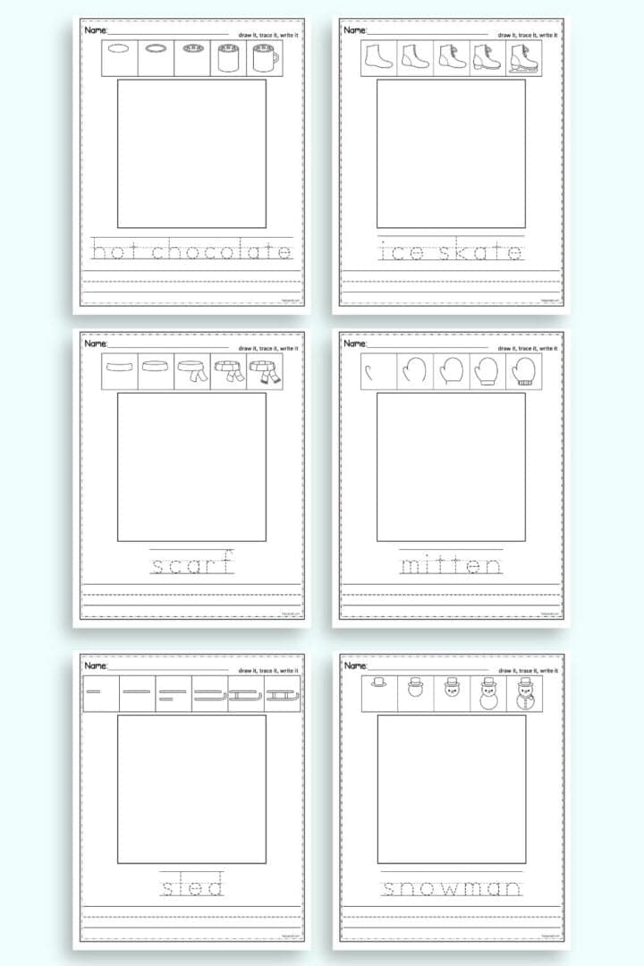 Free Printable Winter Directed Drawing for Kids - The Artisan Life