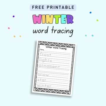 Free Printable Winter Word Tracing Worksheet - The Artisan Life