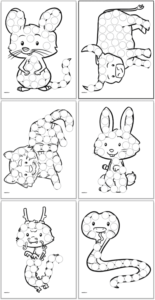 Free Printable Chinese Zodiac Animal Dot Marker Pages - The Artisan Life