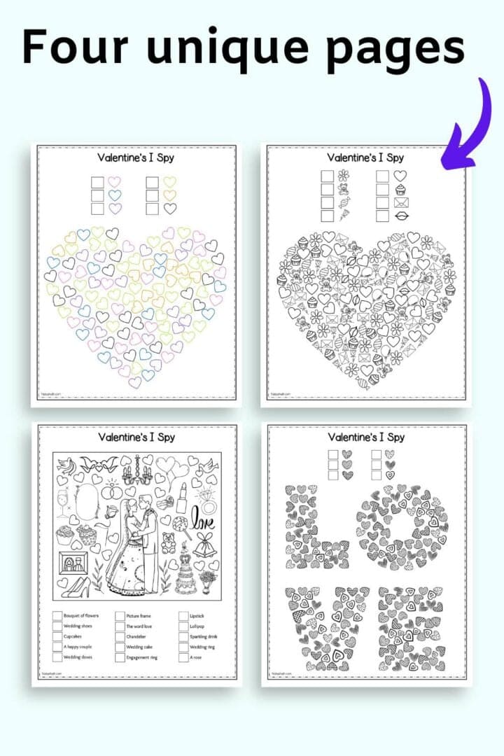 Free Valentine's I Spy Printables - The Artisan Life