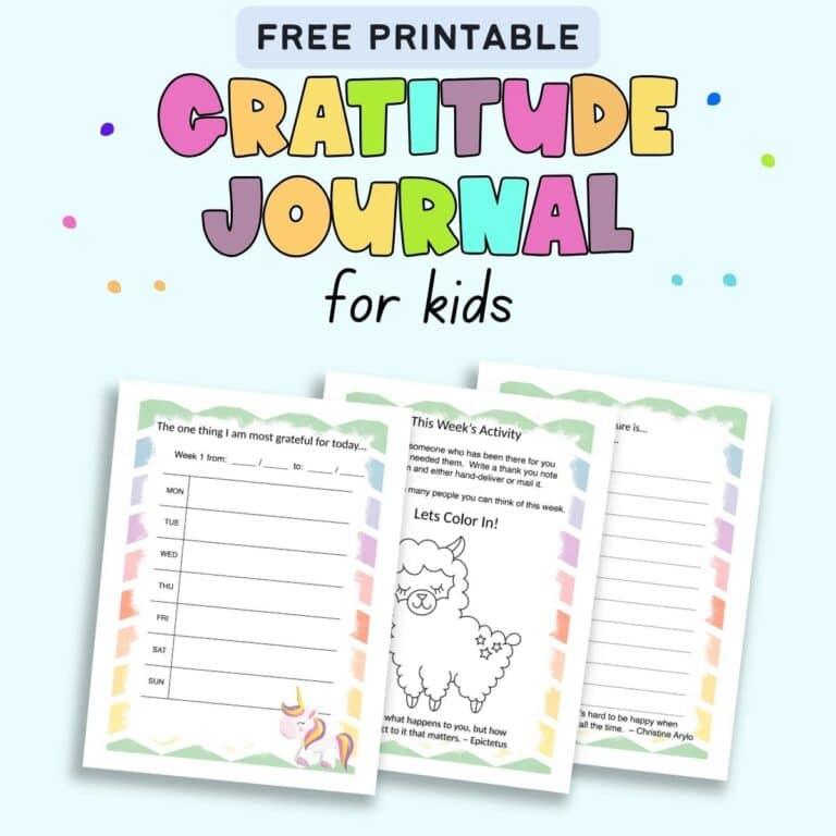 Printable Gratitude Journal for Kids (to help your child develop an ...