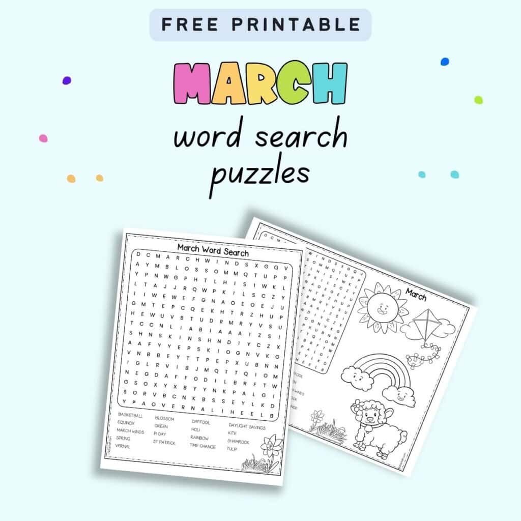 Free March Word Search Printable - The Artisan Life