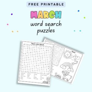 Free March Word Search Printable - The Artisan Life