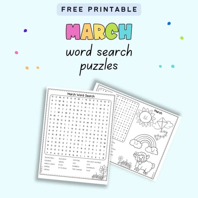 Free March Word Search Printable - The Artisan Life