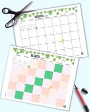 Free Printable March Calendar for 2024 - The Artisan Life
