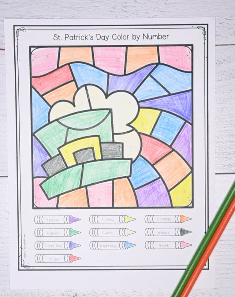Free Printable St. Patrick's Day Color by Number - The Artisan Life