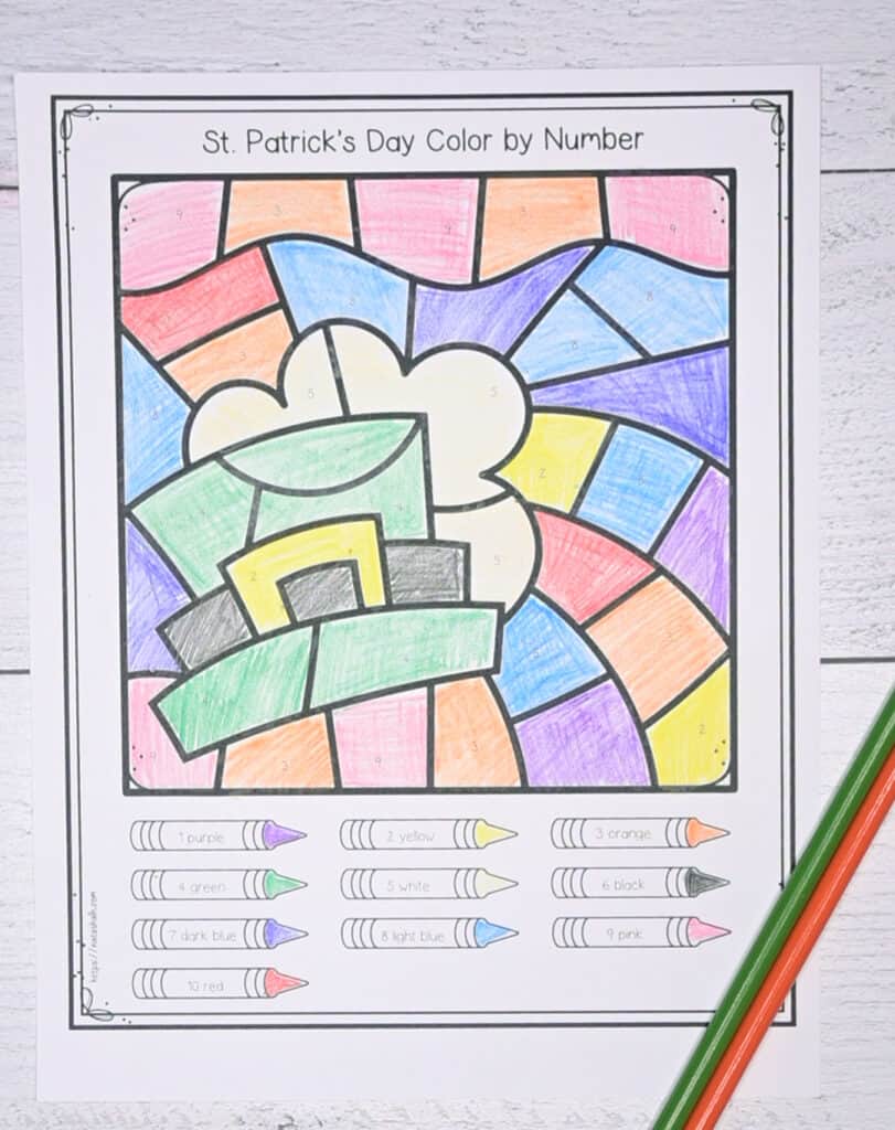Free Printable St. Patrick's Day Color by Number - The Artisan Life