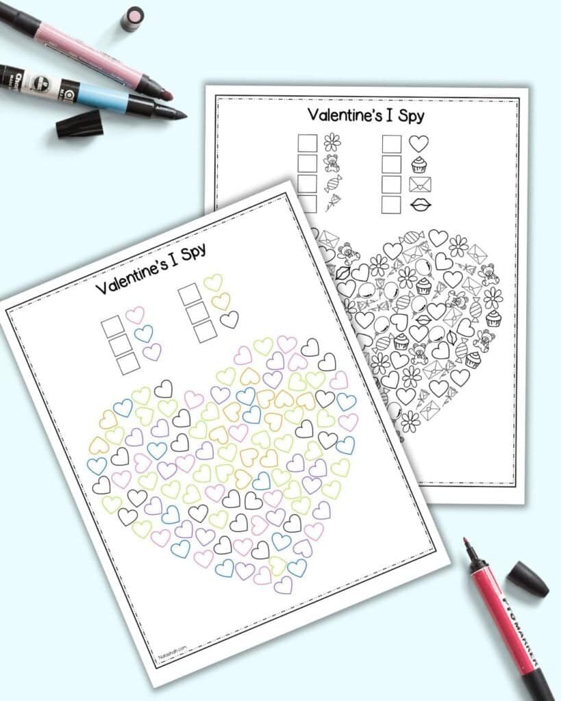 Free Valentine's I Spy Printables - The Artisan Life