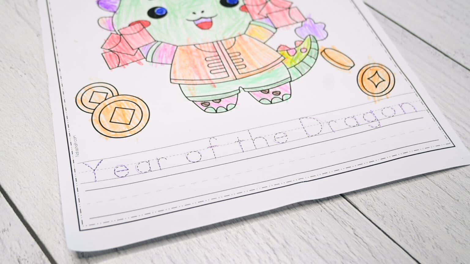 Free Printable Year of the Dragon Worksheet for Kindergartens - The ...