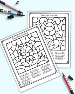 Free Printable Color by Number Easter Worksheets - The Artisan Life