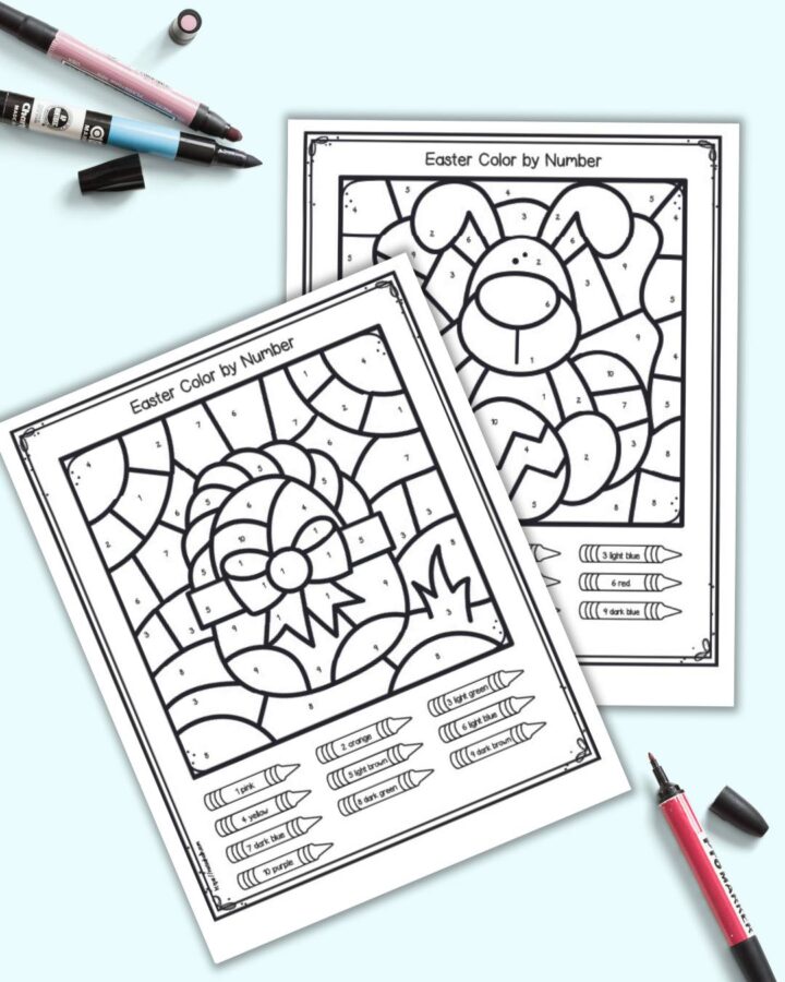 Free Printable Color by Number Easter Worksheets - The Artisan Life