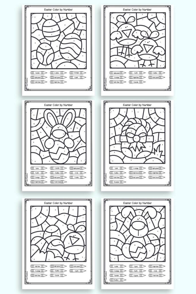 Free Printable Color by Number Easter Worksheets - The Artisan Life