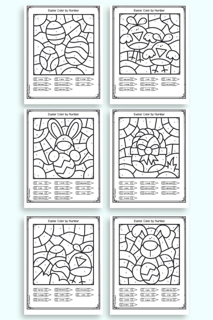 Free Printable Color by Number Easter Worksheets - The Artisan Life