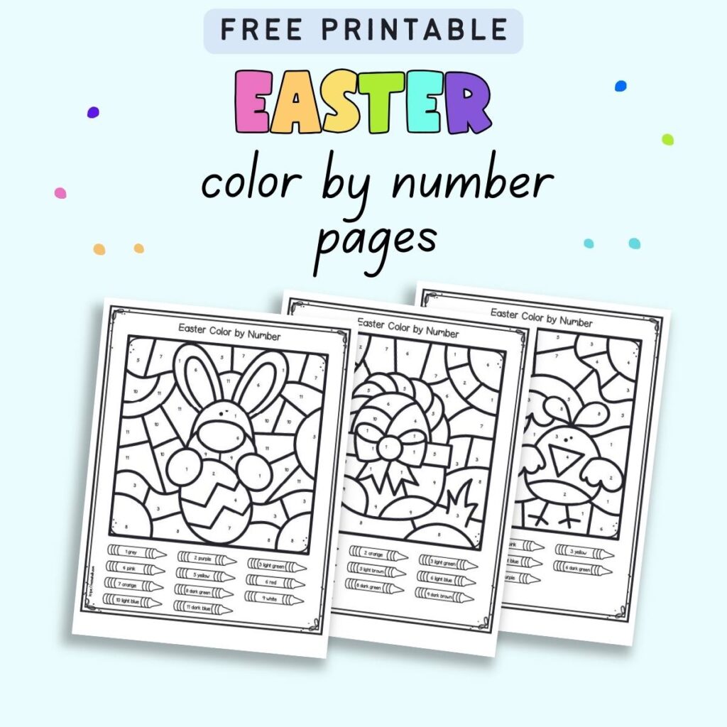 Free Printable Color by Number Easter Worksheets - The Artisan Life