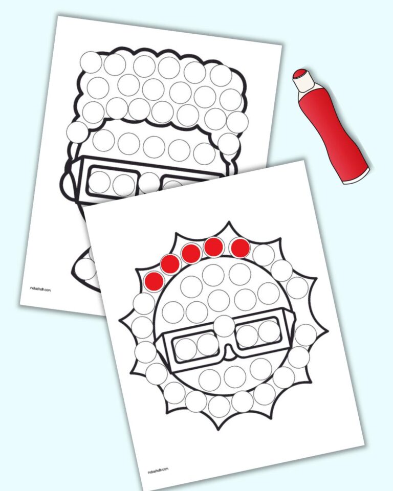 Free Printable Solar Eclipse Dot Marker Coloring Pages - The Artisan Life