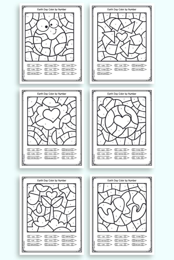 Free Earth Day Color by Number Worksheets - The Artisan Life
