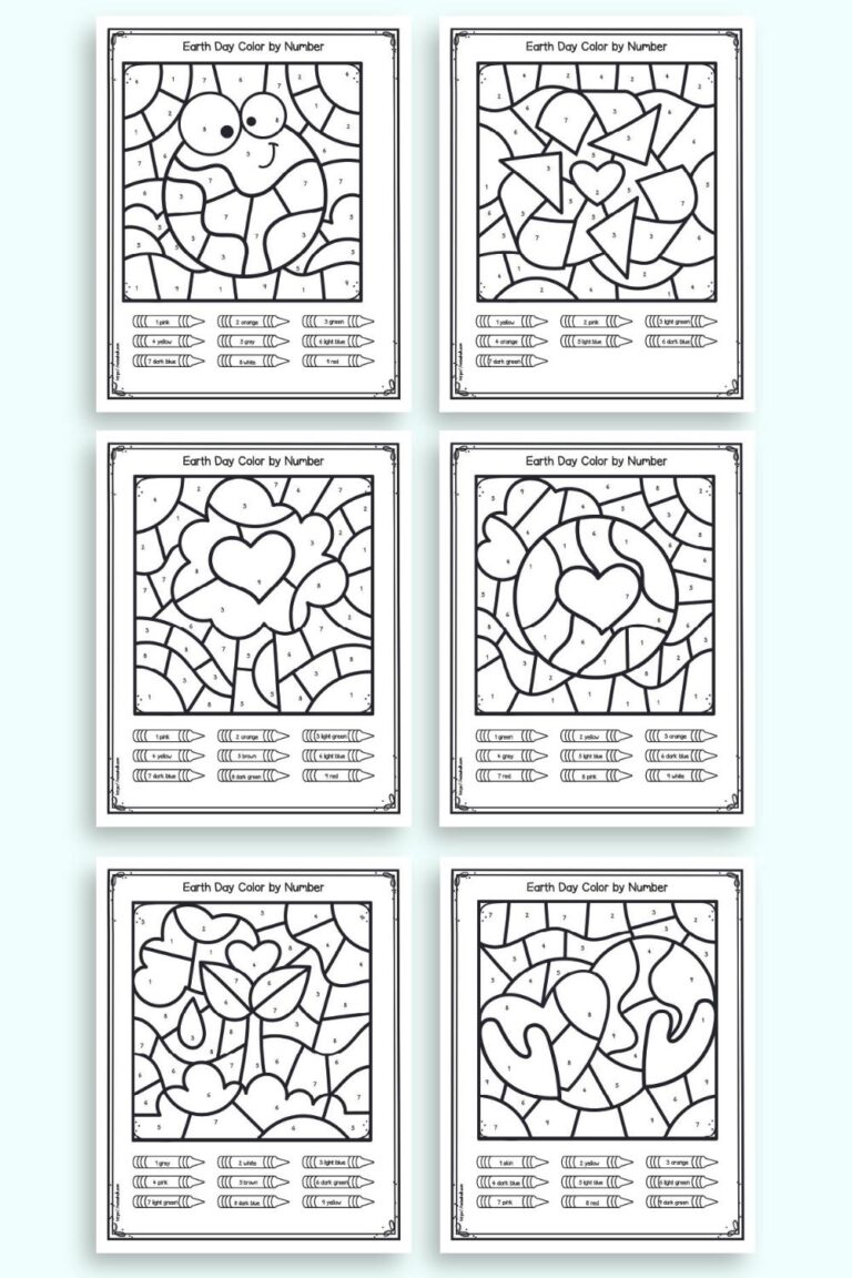 Free Earth Day Color by Number Worksheets - The Artisan Life