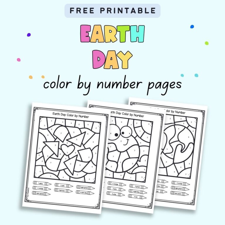 Free Earth Day Color by Number Worksheets - The Artisan Life