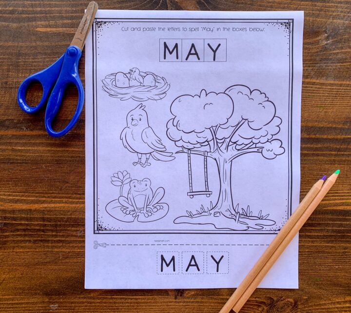 Free Printable May Cut and Paste Worksheet - The Artisan Life