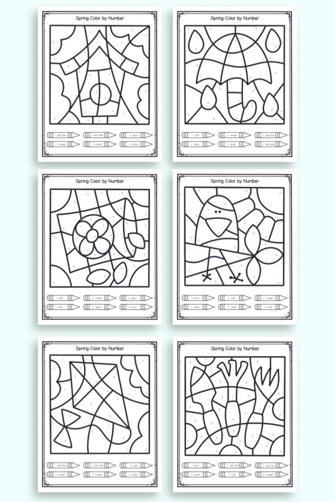 Free Printable Spring Color by Number Worksheets - The Artisan Life