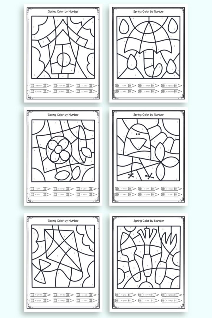 Free Printable Spring Color by Number Worksheets - The Artisan Life